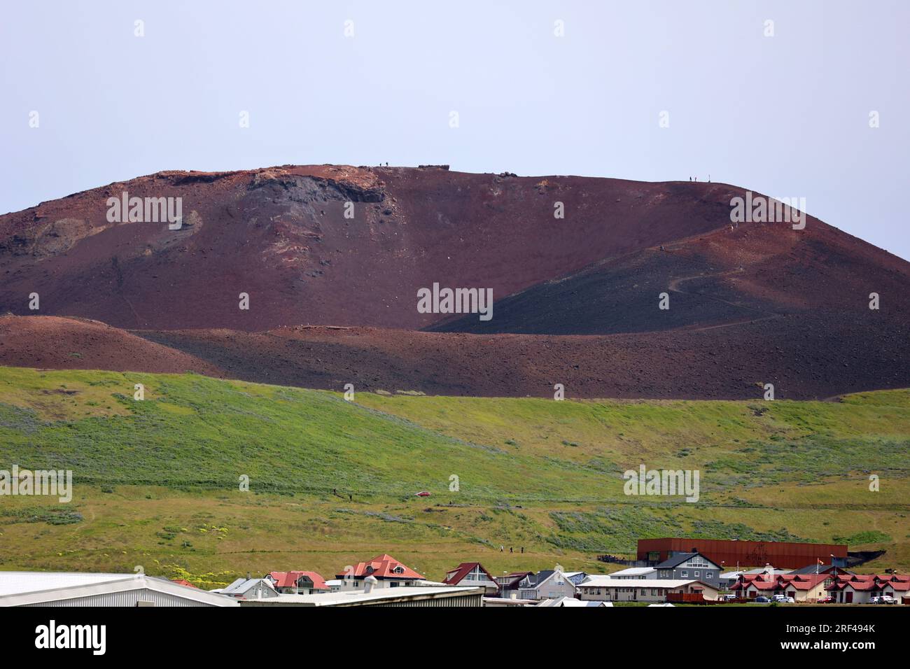 View into the crater of Eldfell Volcano on the island of Heimaey ...