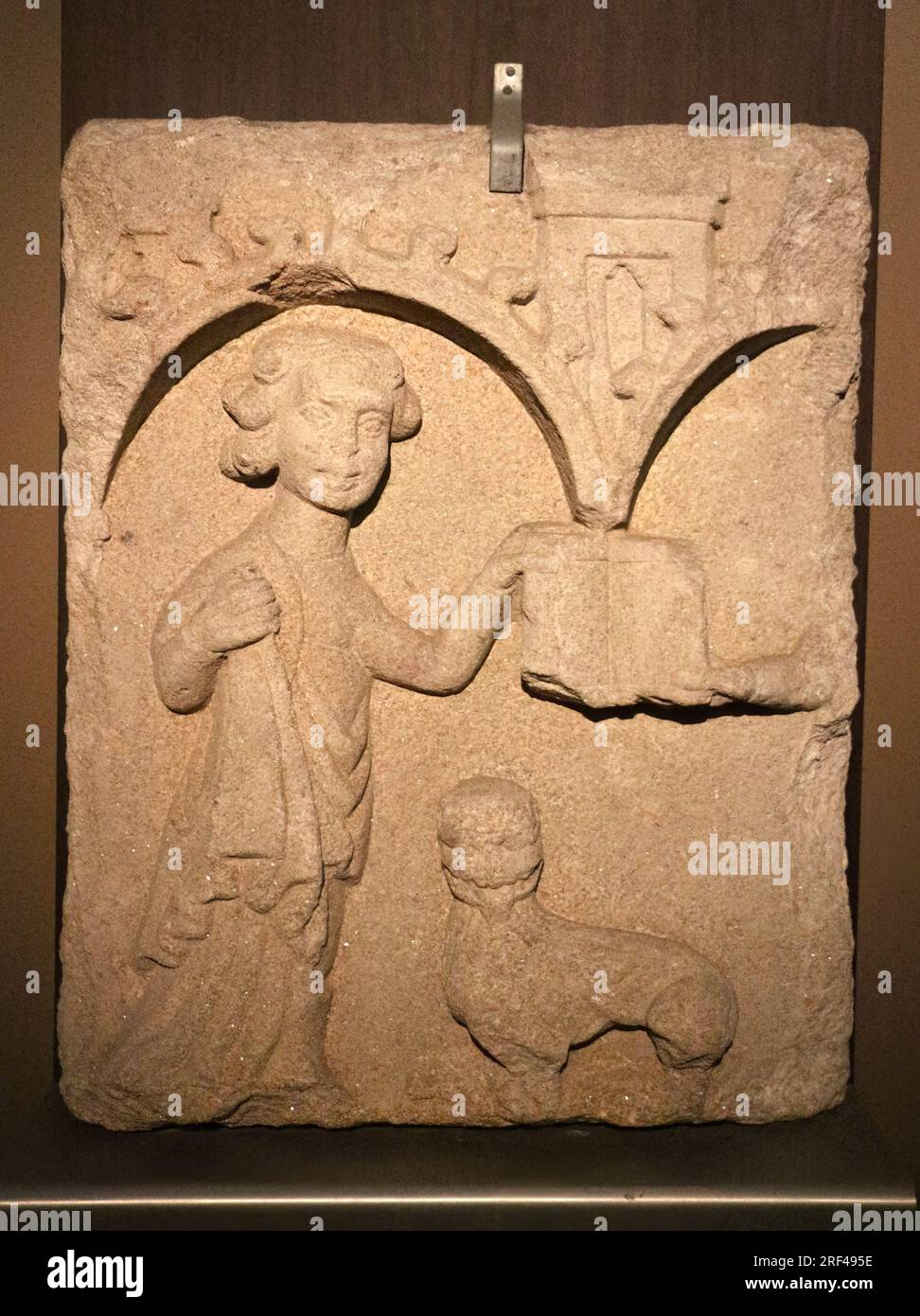 Human figure and animal relief granite stone sculpture fragment ...