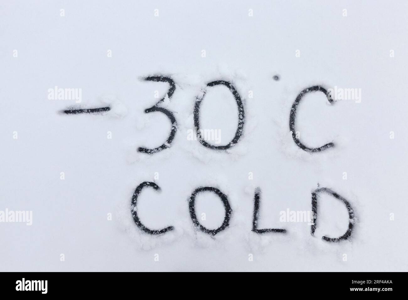drawn on the snow, temperature symbols denoting negative very cold ...
