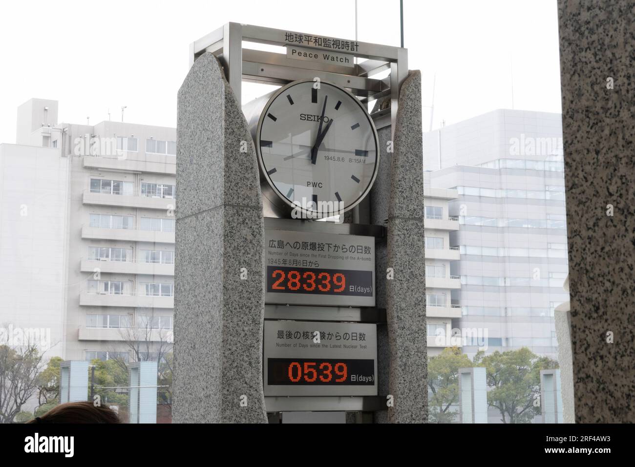 Hiroshima, Japan. 9th Mar, 2023. A clock at the Peace Museum counting ...