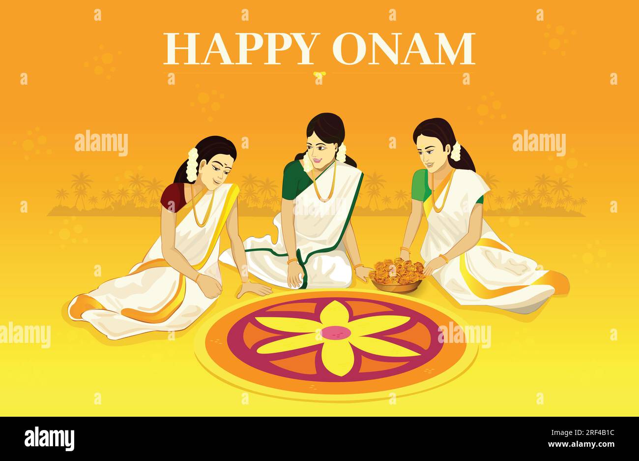 Happy Onam greetings, Traditional Dress of Womens in Kerala Sari ...