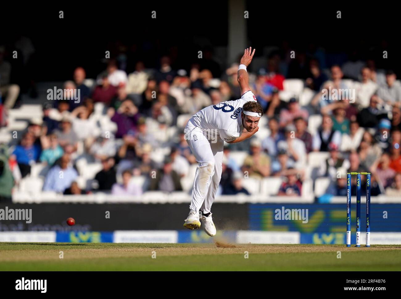 England's Stuart Broad bowling during day five of the fifth LV ...