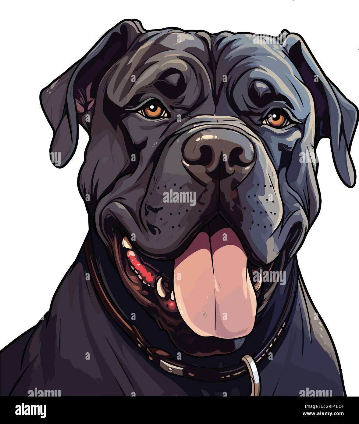 Beautiful portrait illustration of a happy Cane Corso over white ...