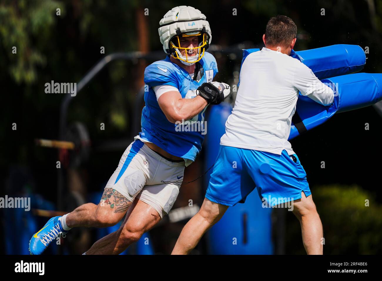 Los Angeles Chargers linebacker Joey Bosa participates in drills during ...