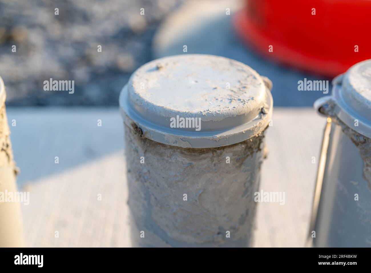 Concrete Test Cylinders on a construction site Stock Photo - Alamy