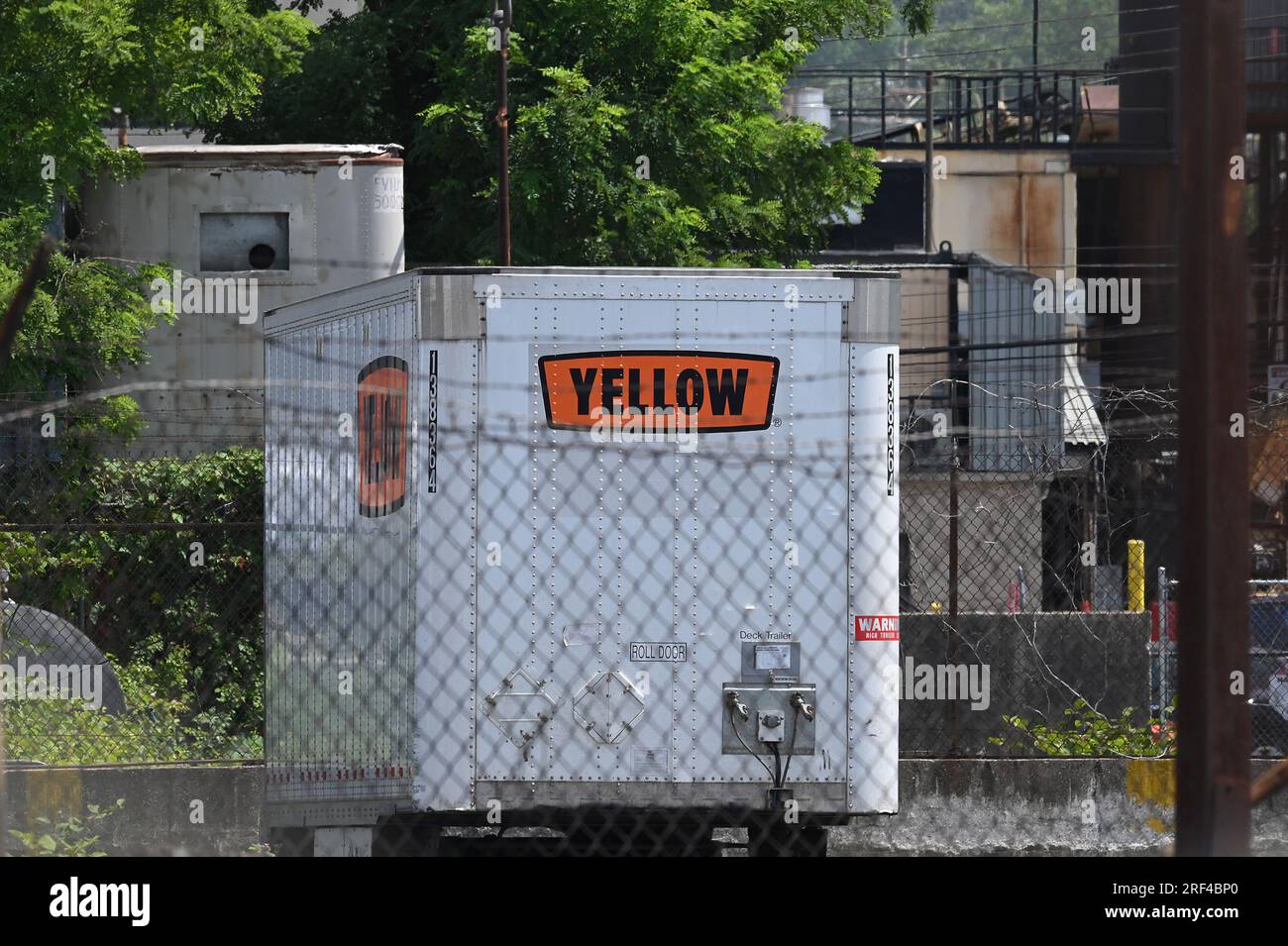 New York, USA. 31st July, 2023. A Yellow Corp. trailer is seen parked ...