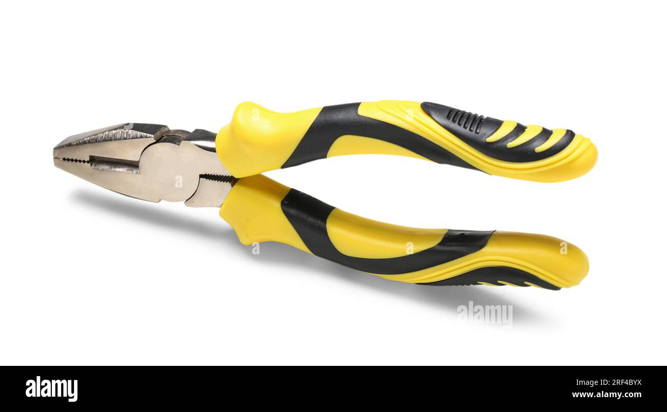 Yellow pliers isolated on white background Stock Photo - Alamy