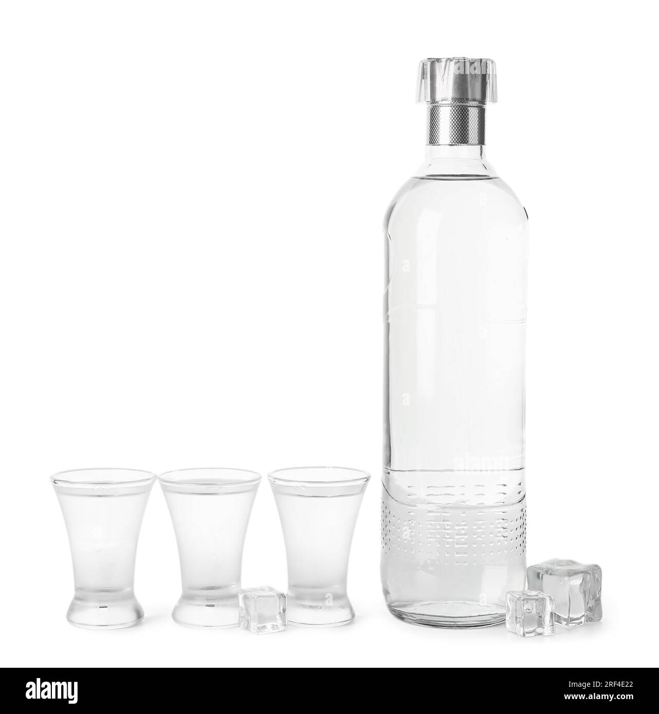 Bottle and glasses of vodka isolated on white background Stock Photo ...