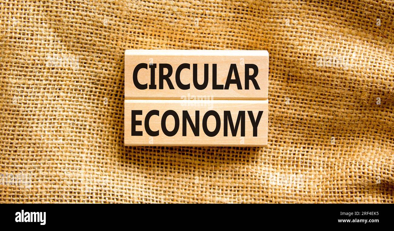 Circular economy symbol. Concept words Circular economy on wooden ...