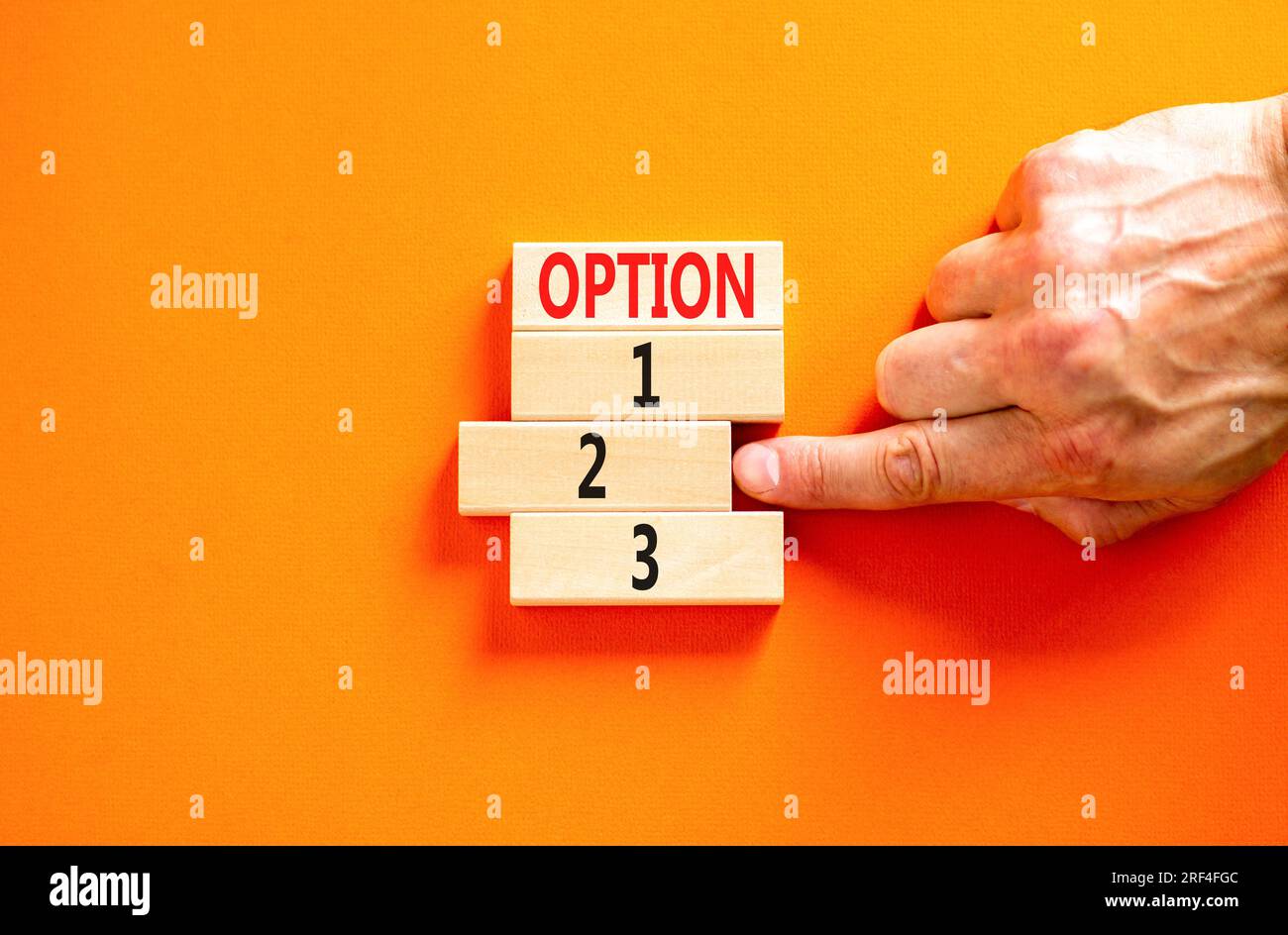 Time to option 2 symbol. Concept word Option 1 2 3 on wooden block ...