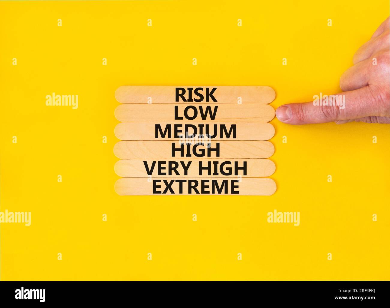 Time to low risk symbol. Concept word Risk low medium high very high ...