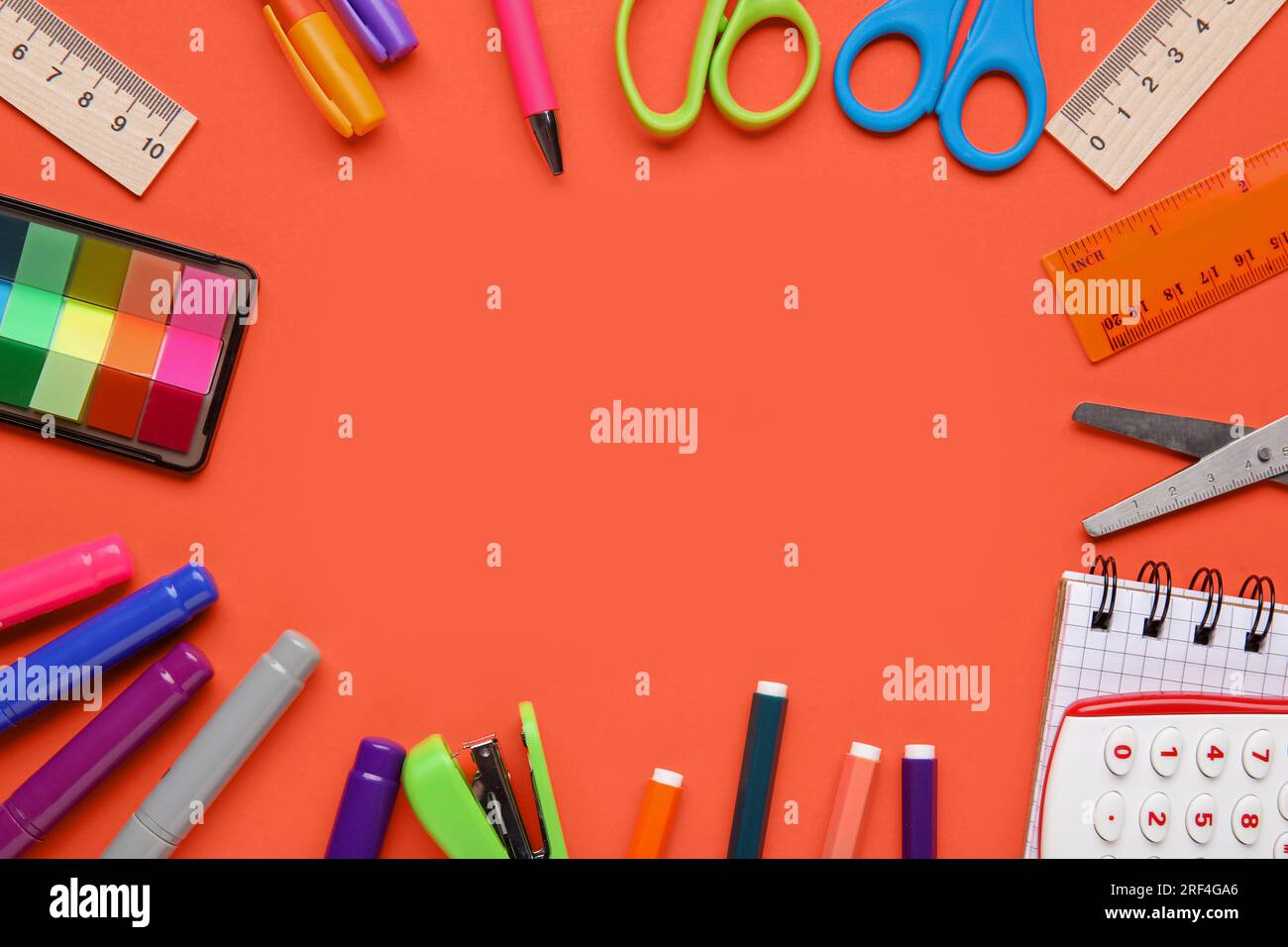Frame made different stationery hi-res stock photography and images - Alamy