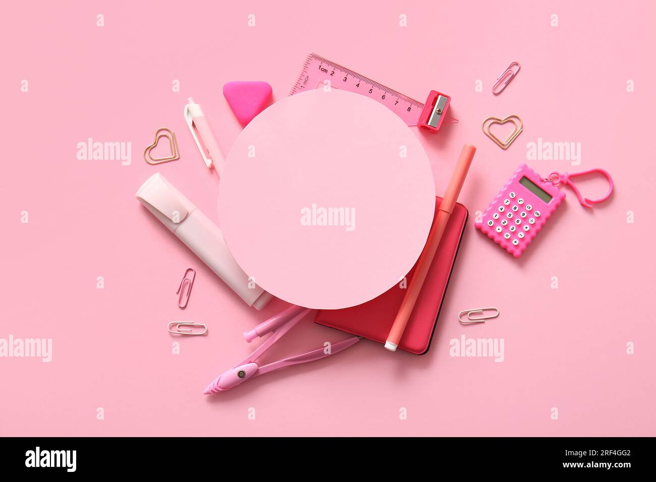 Composition with blank paper sheet and different school stationery on ...