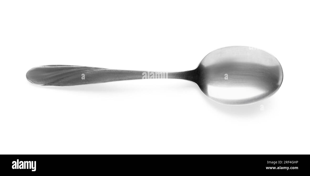 Stainless steel spoon isolated on white background Stock Photo - Alamy