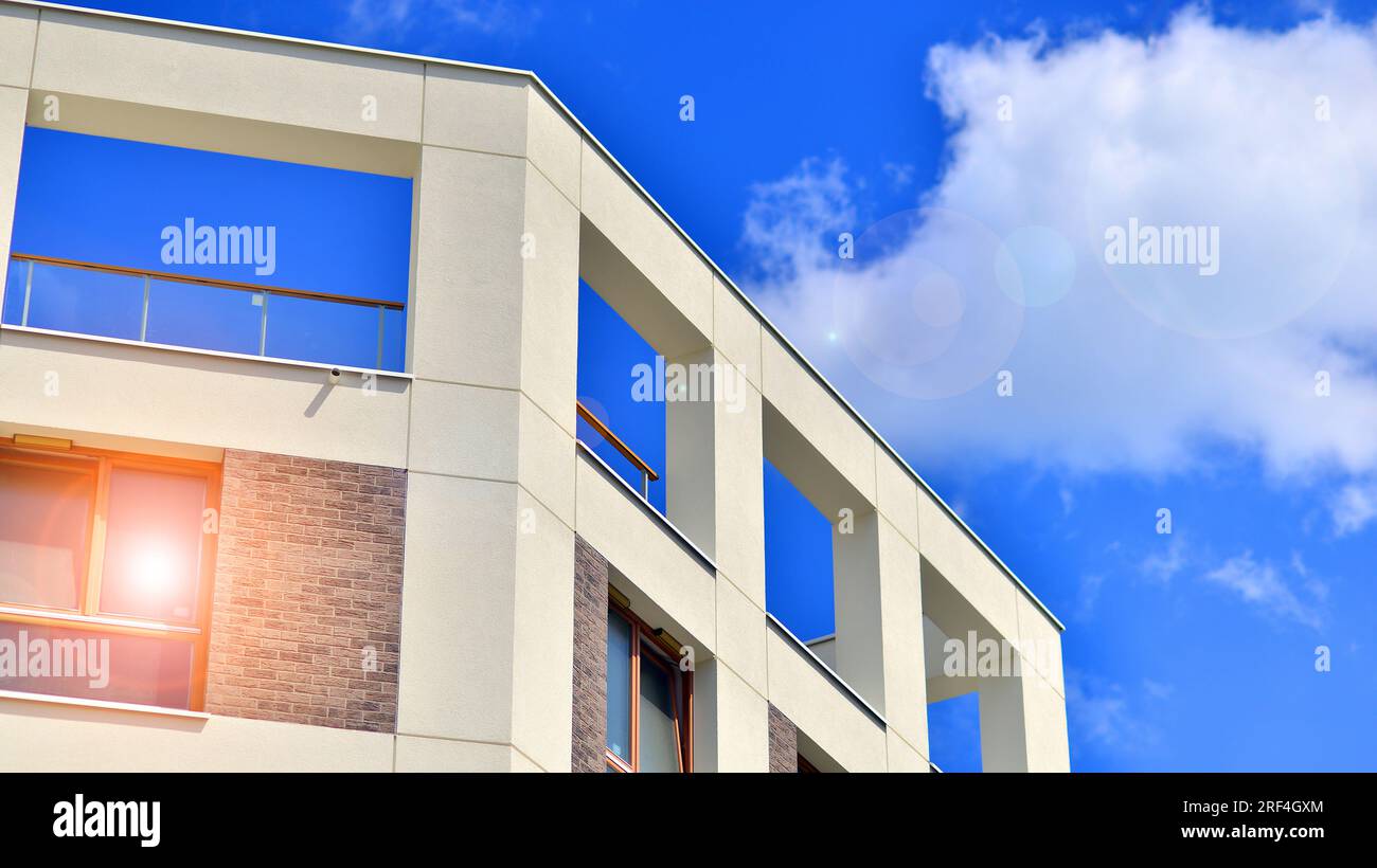 Modern apartment building in sunny day. Exterior, residential house ...