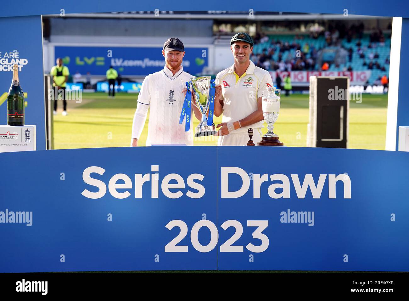 England captain Ben Stokes and Australia captain Pat Cummins with the ...