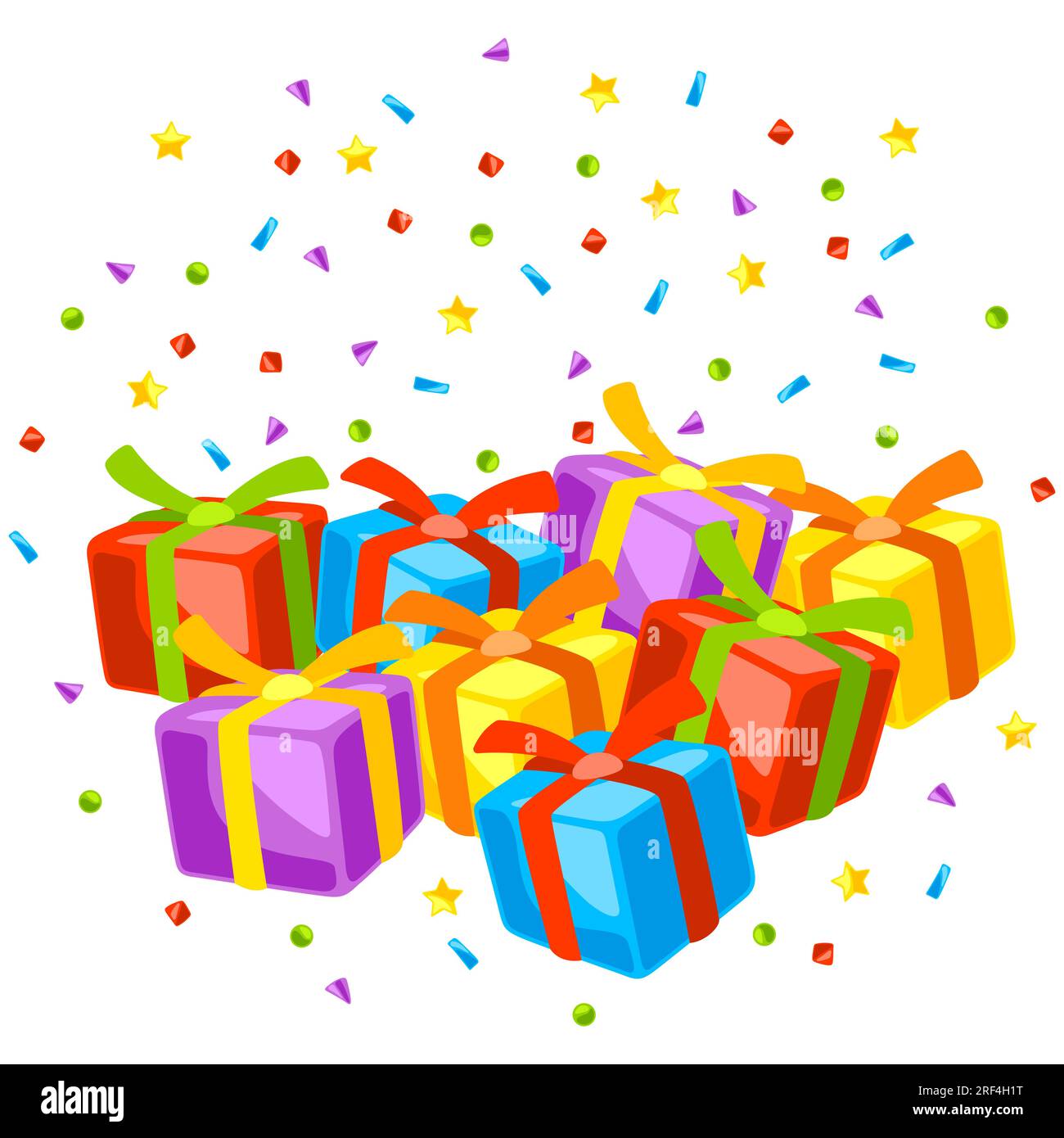 Gift boxes background. Happy Birthday and party illustration Stock ...