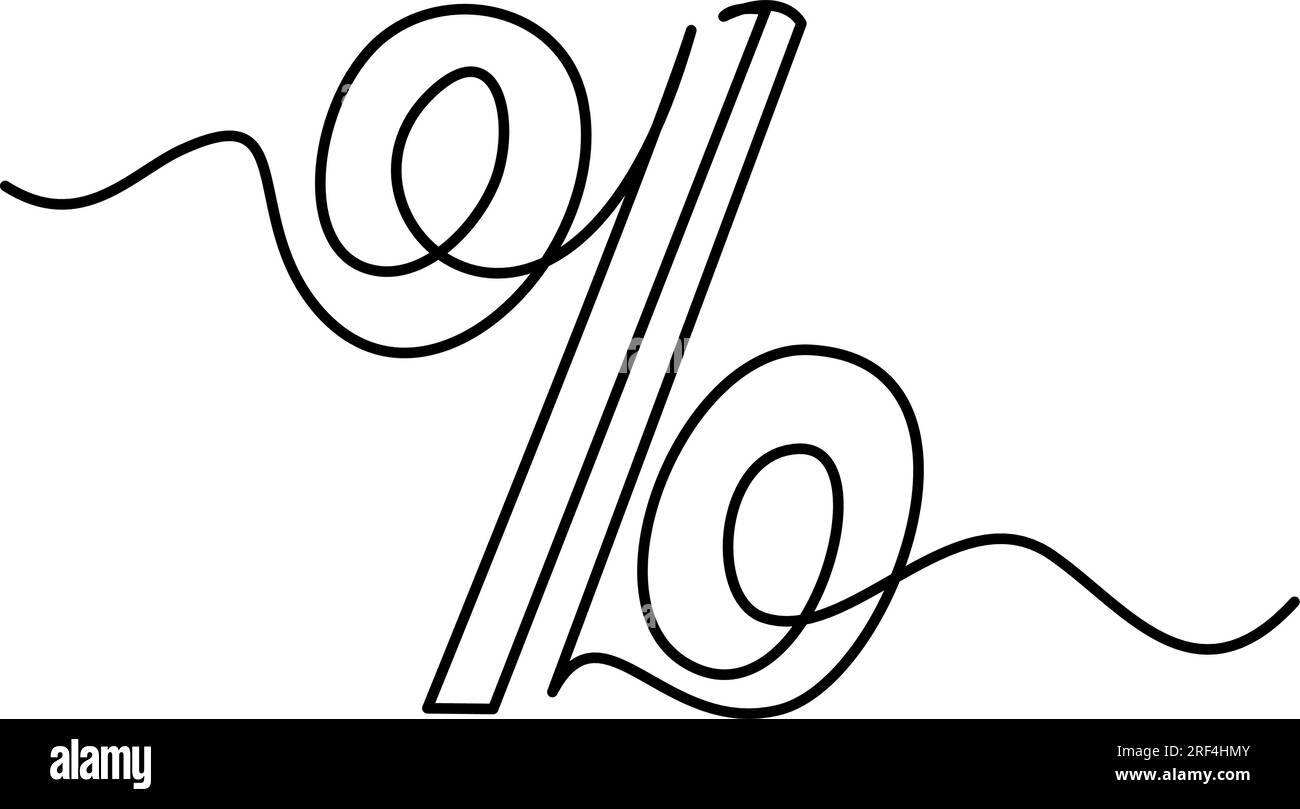 Percent sign math financial symbol. Continuous one line contour drawing ...