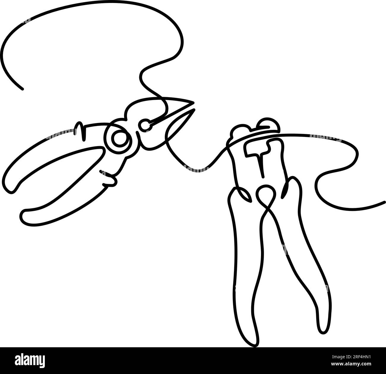 Electrician Tools Wire Cutter And Stripper Continuous One Line Drawing Vector Illustration