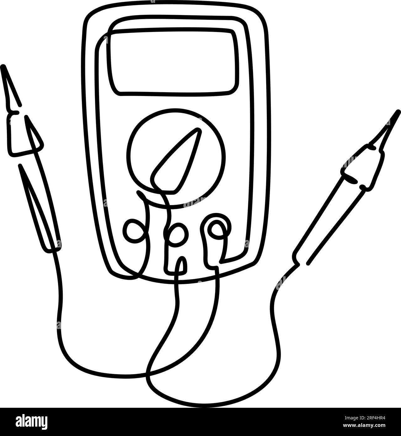 Digital Voltmeter Multimeter Isolated Thin Line Icon Continuous One Line Drawing Vector