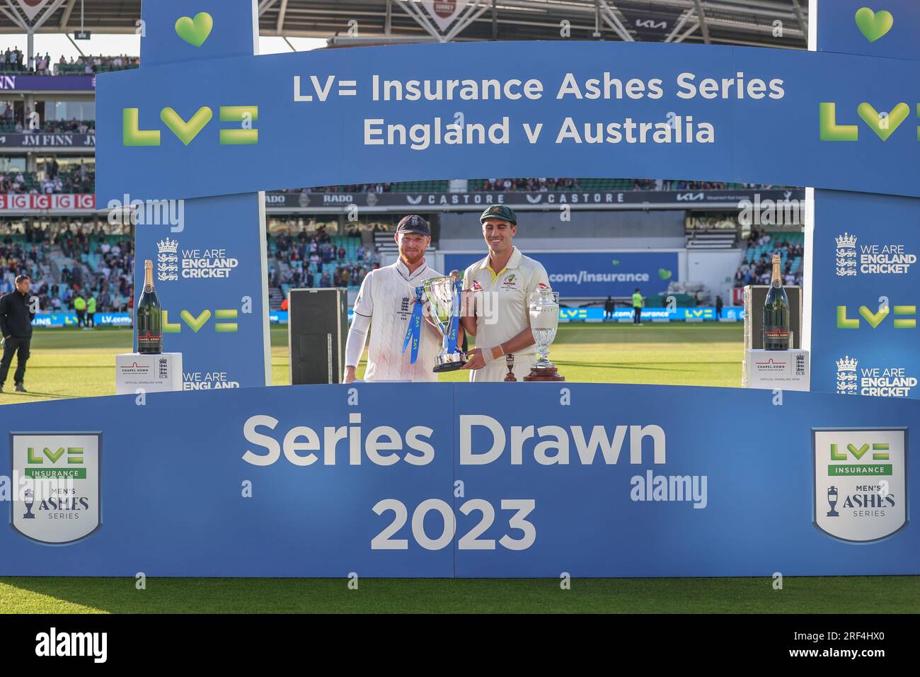 Ben Stokes of England and Pat Cummings of Australia series draw trophy ...