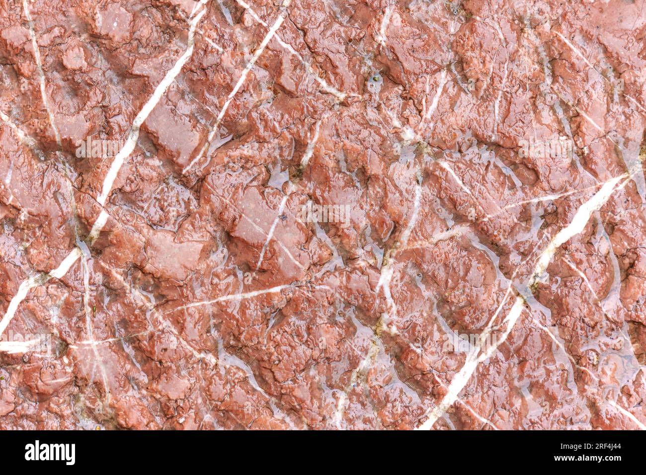 Wet stone wall. Water on a rock surface. Brown abstract background ...