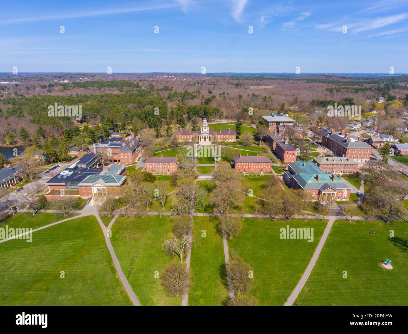 Phillips Academy aerial view in spring including Samuel Phillips Hall ...