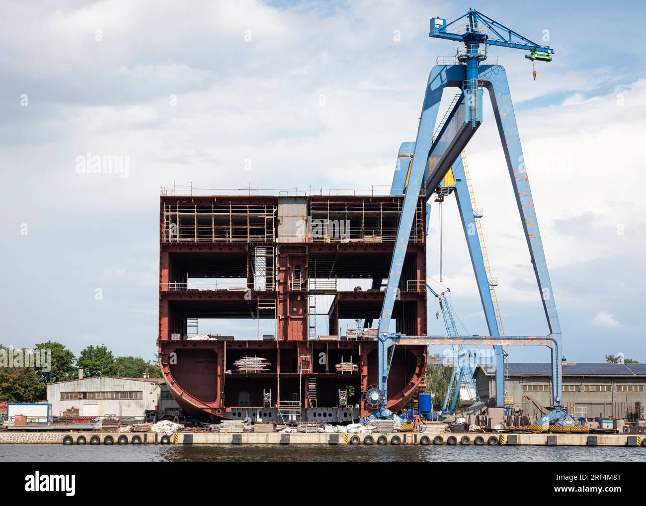 Shipbuilding construction site in the Gdansk shipyard at Martwa Wisla ...