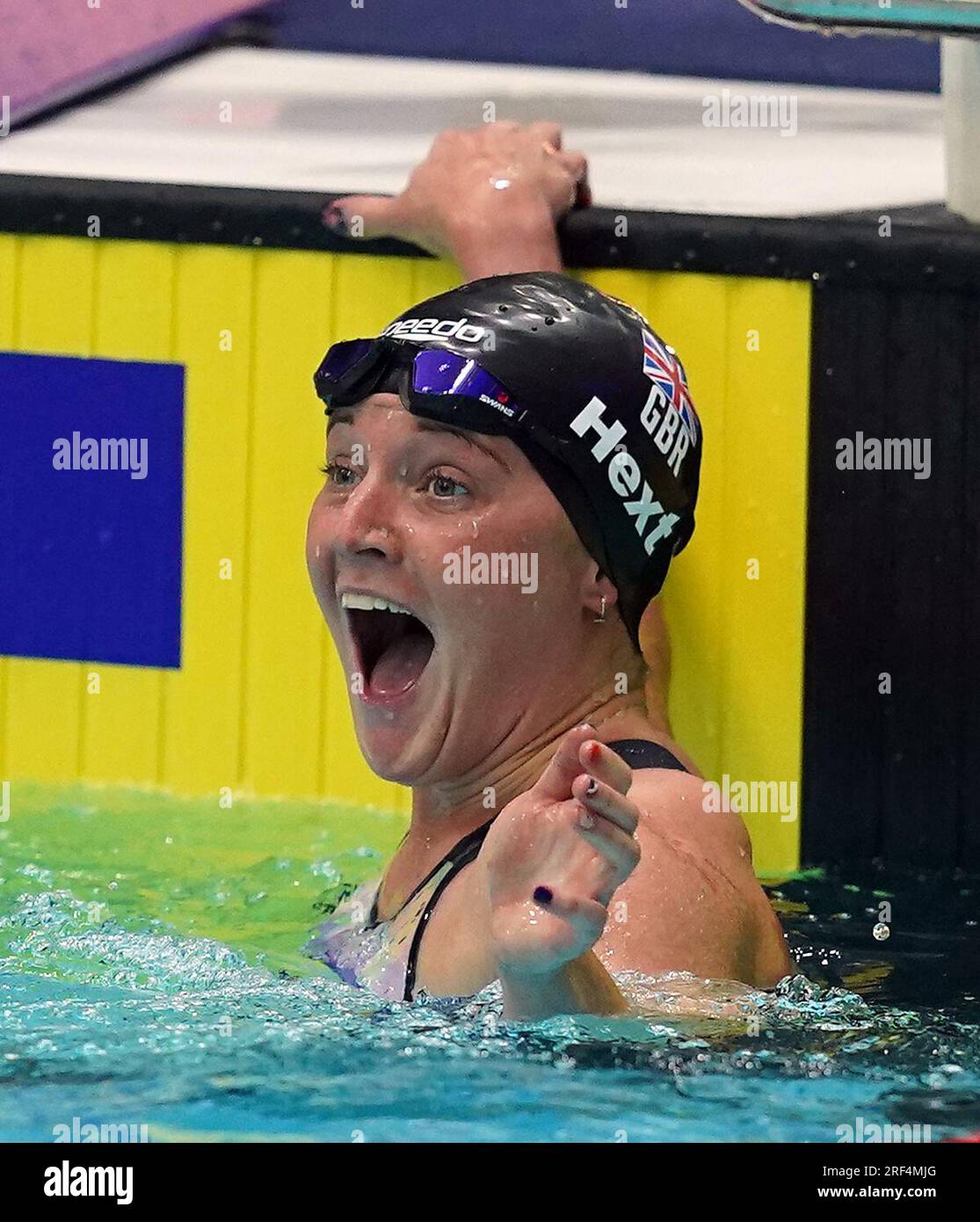 Great Britain’s Suzanna Hext celebrates winning the Women's 50m ...