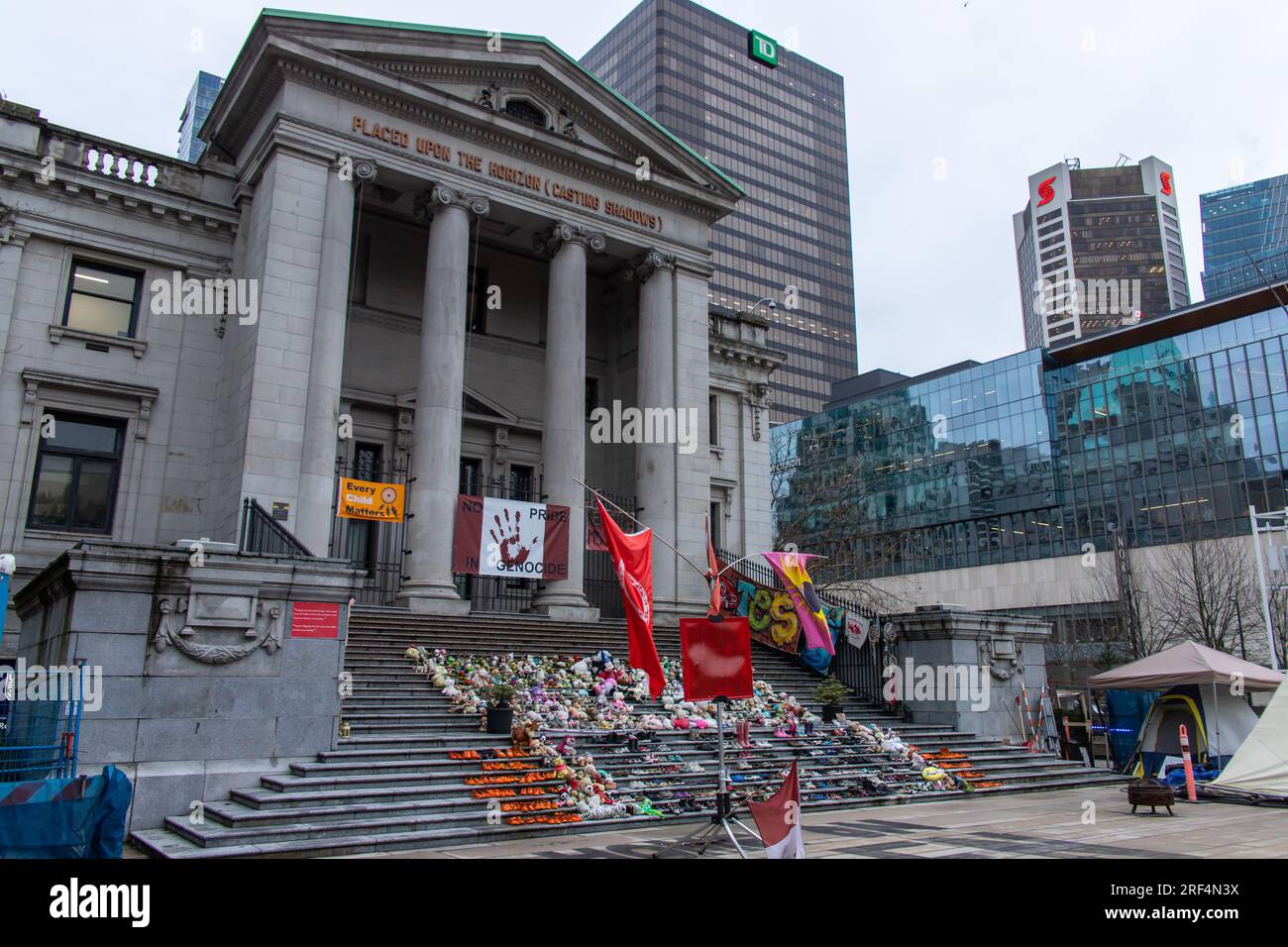 Local First Nations residential schools memorial at south facade of ...