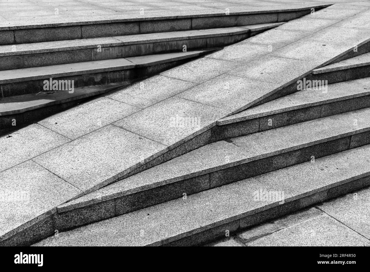 Gray stone stairs with a ramp, abstract urban architecture background ...