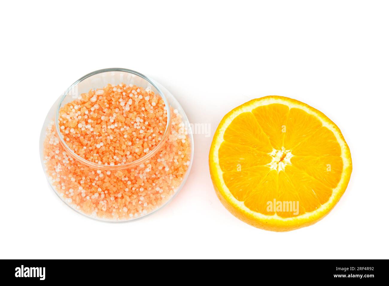 Organic cosmetics from sea minerals and orange oil. Bath salt isolated ...