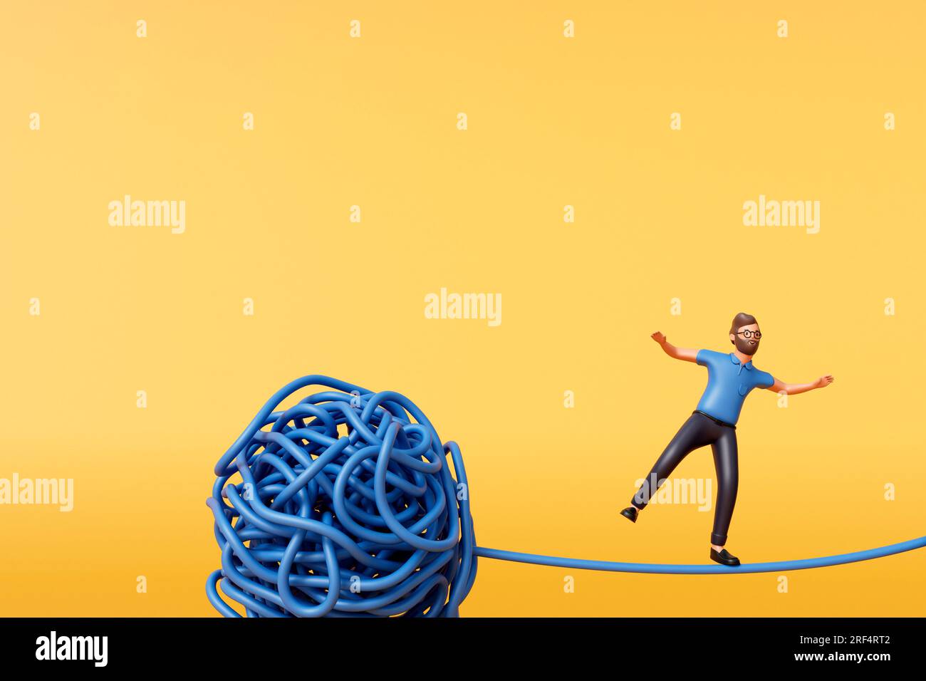 A man stood on a tangled ball of string. Overcoming stress and mental ...