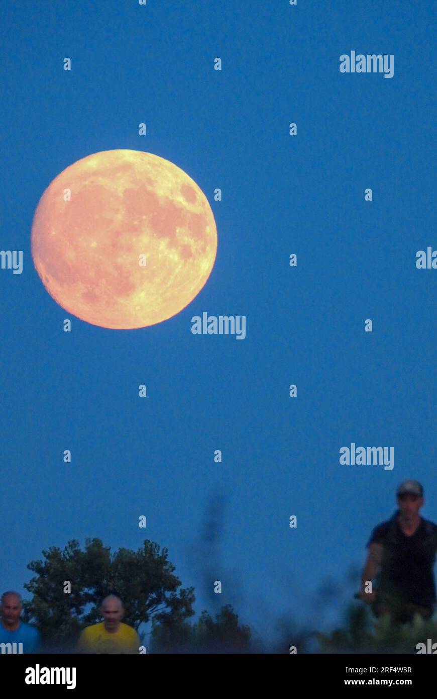 Zagreb, Croatia. 31st July, 2023. Photo of a moon at over 98% full. The ...