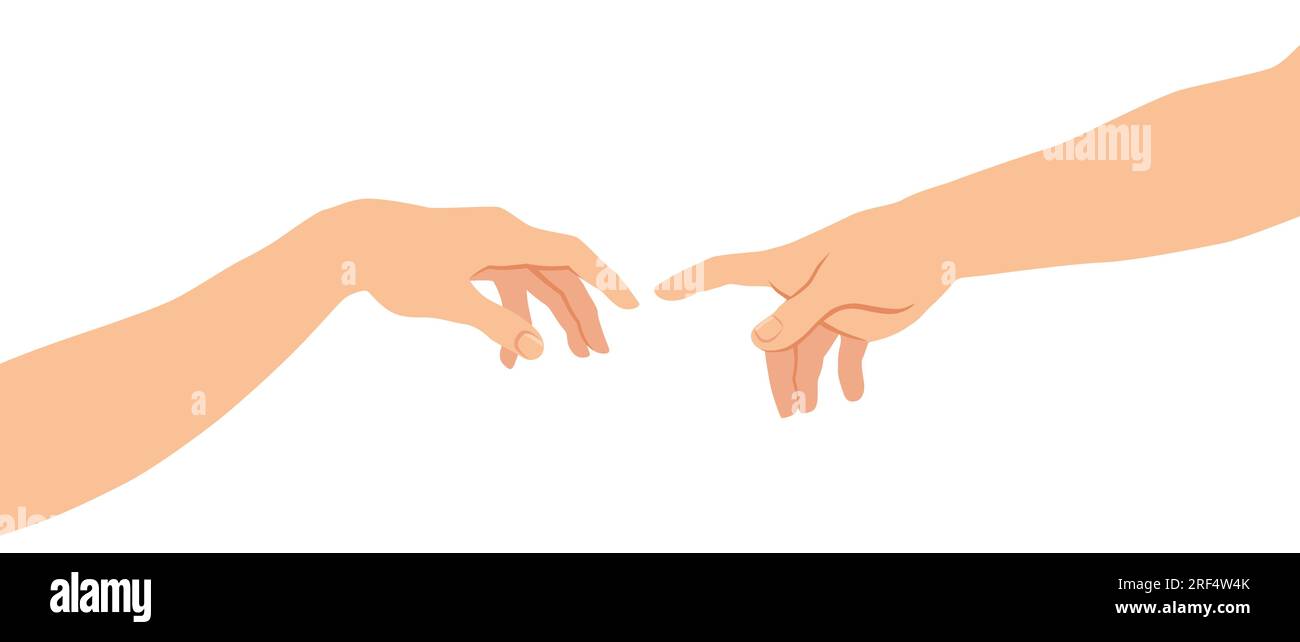 Hands reaching out for touch creation of Adam. Iconic biblical scene ...