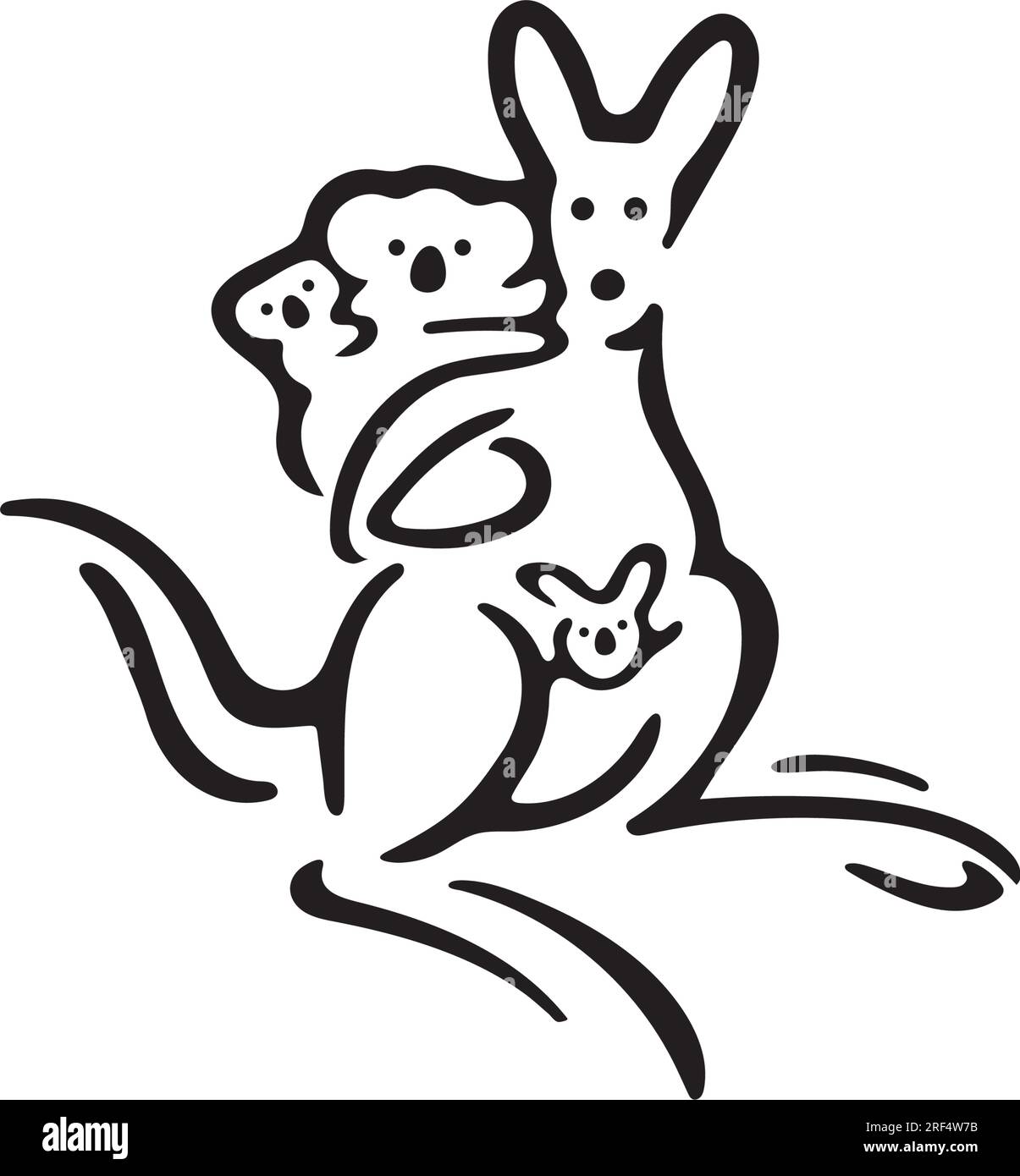 Wildlife Animal Kangaroo and Koala Bear Illustration template Stock ...