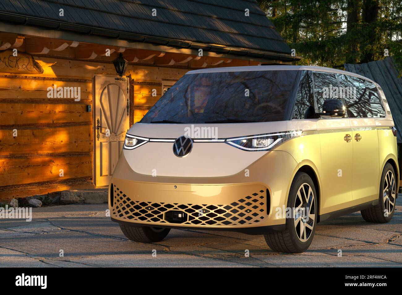 Electric ID. Buzz in front of the summerhouse Stock Photo - Alamy