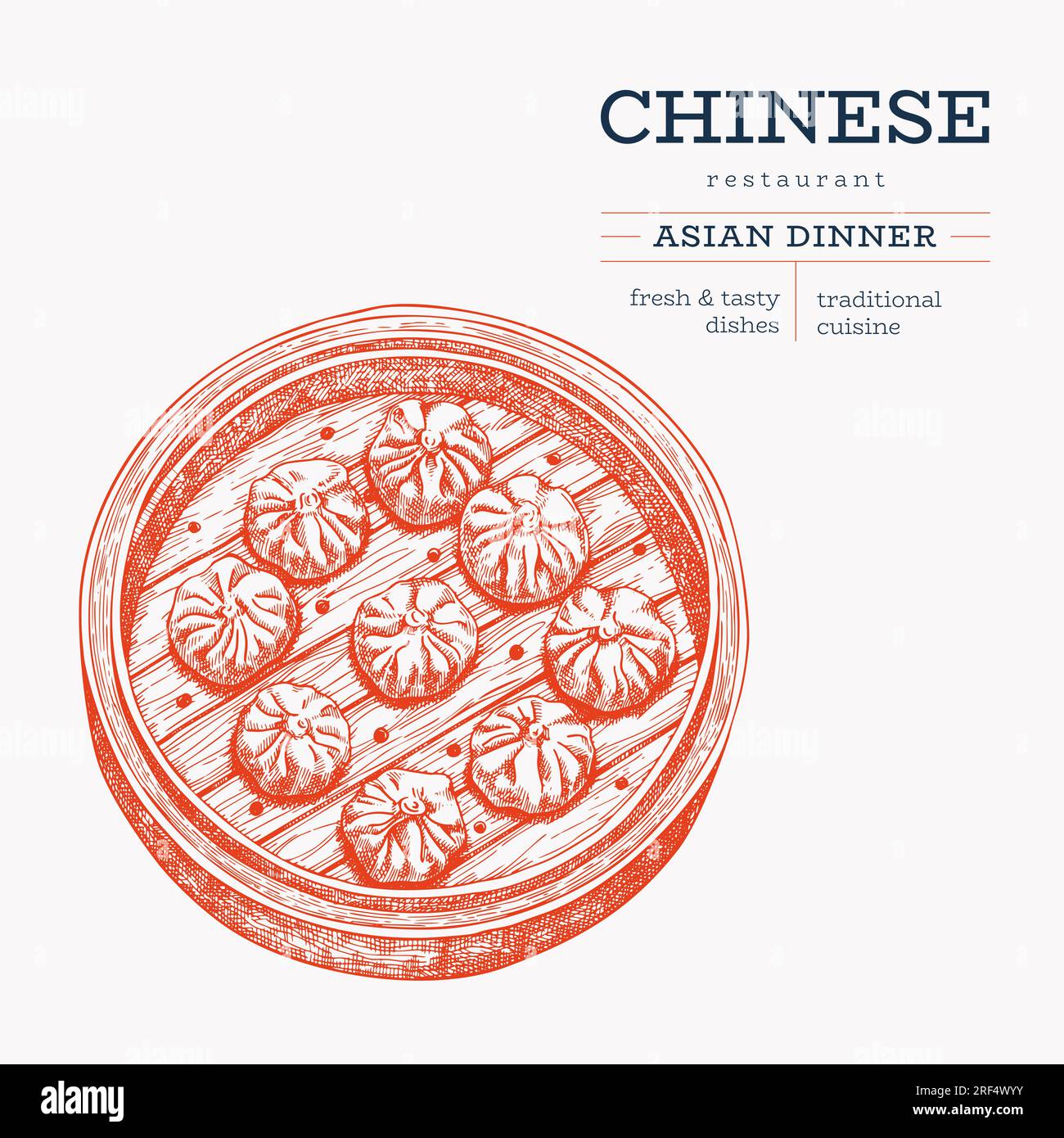 Chinese Dish Illustration. Vector Hand Drawn Isolated Dim Sum Set In ...