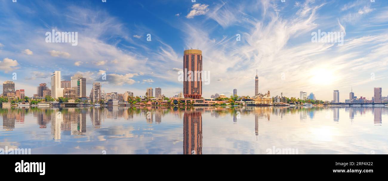 Nile River and Gezira island, elite district of Cairo, high quality ...