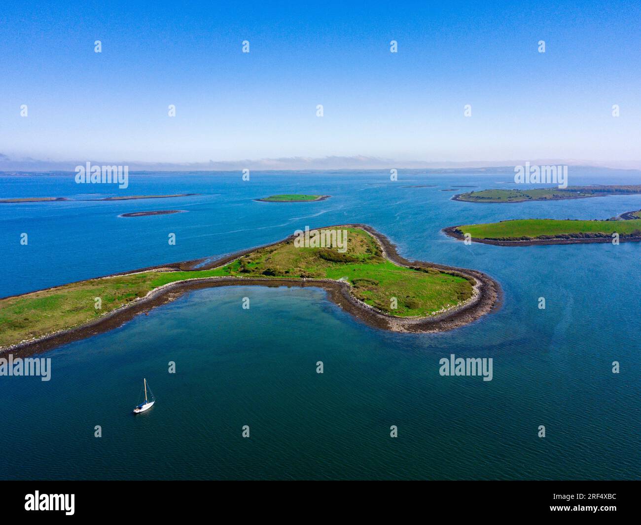 Aerial of Islands on Strangford Lough near Whiterocks, County Down ...