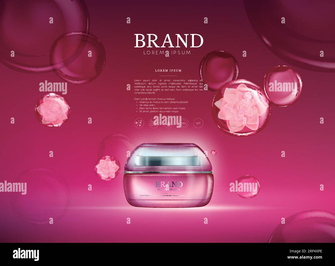 Pink Oil bubbles with chamelia flower essence collagen hydration ...