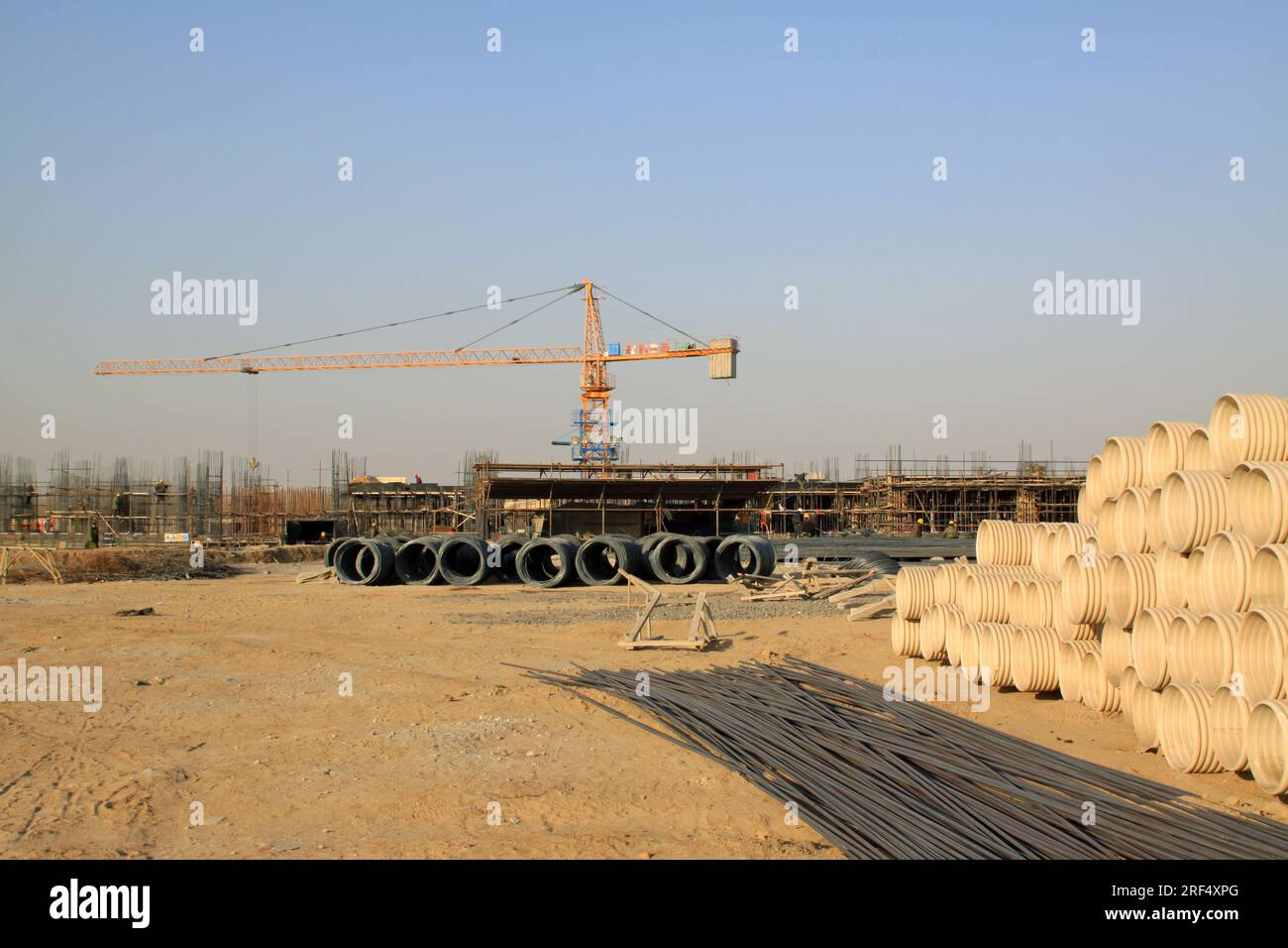 construction site materials and crane in North china Stock Photo - Alamy