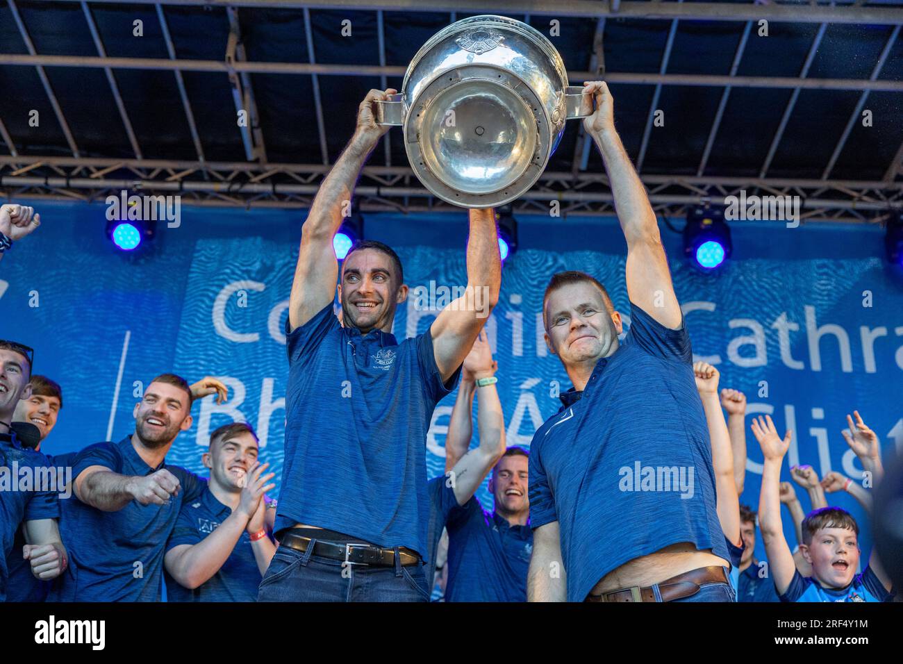 Dublin GAA captain James McCarthy and manager Dessie Farrell lifting ...