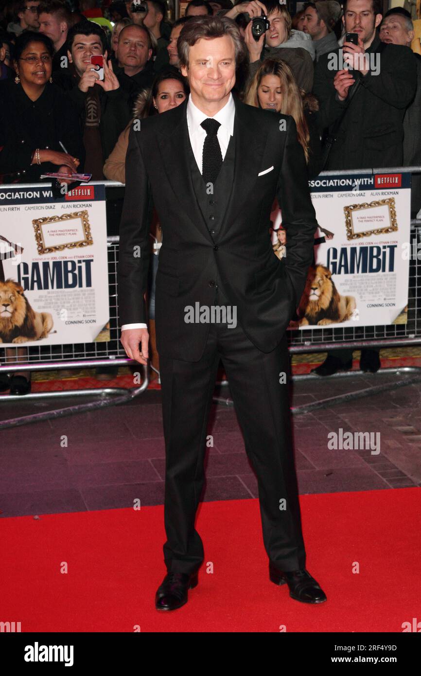 London, UK. Colin Firth at the World Premiere of 'Gambit' held at the ...