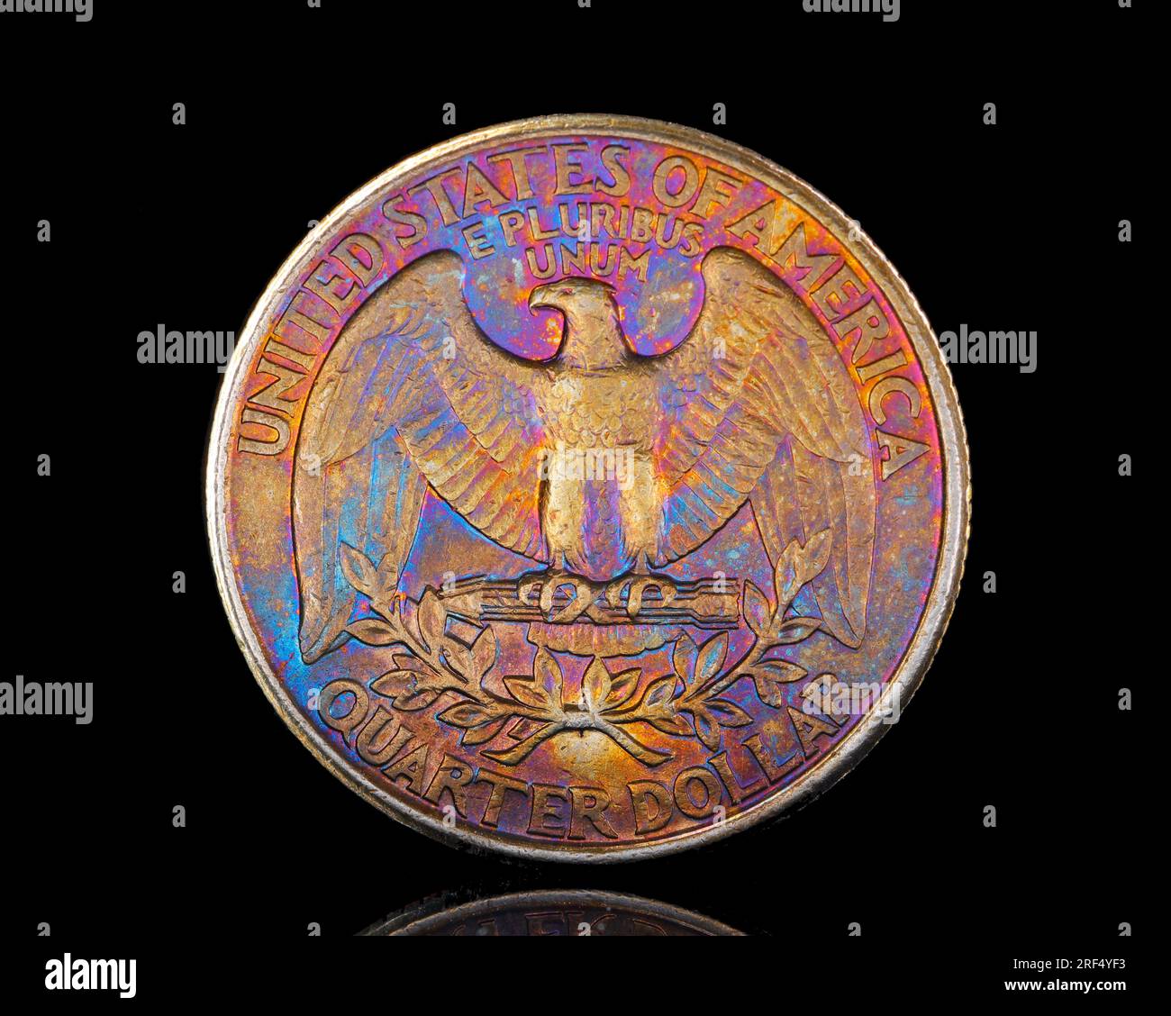 1996 Quarter Dollar with beautiful rainbow toning. The obverse features ...