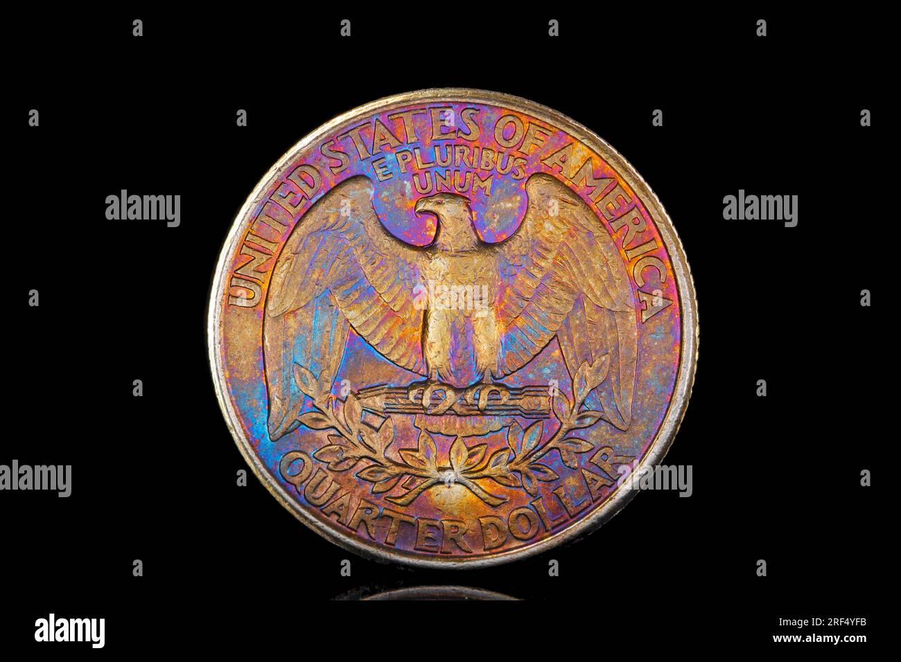 1996 Quarter Dollar with beautiful rainbow toning. The obverse features ...
