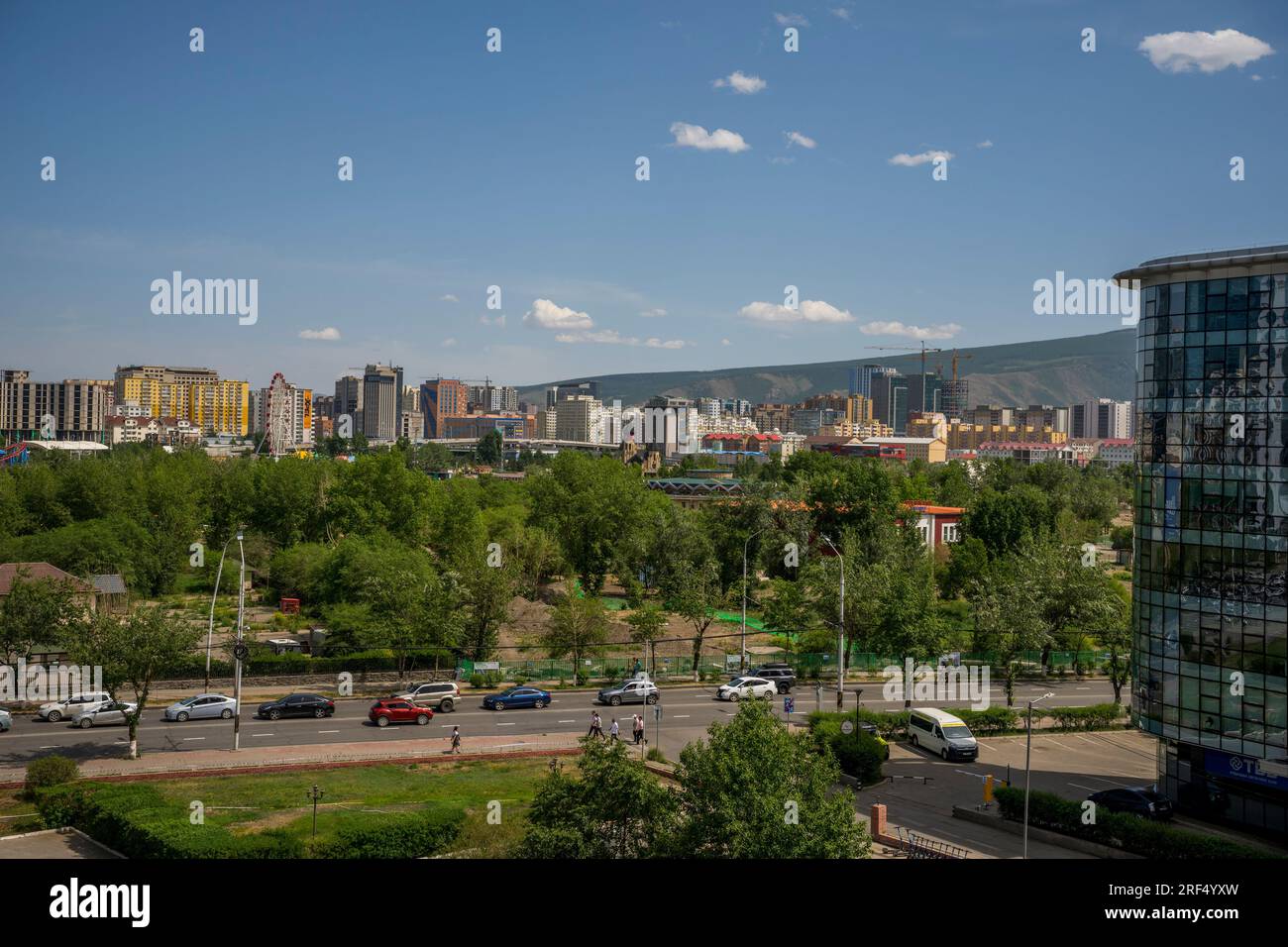 View of buildings in the center of Ulaanbaatar, the capital city of ...