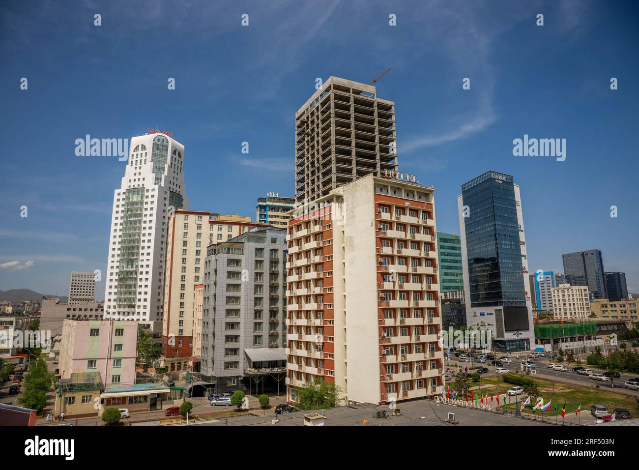 View of buildings in the center of Ulaanbaatar, the capital city of ...