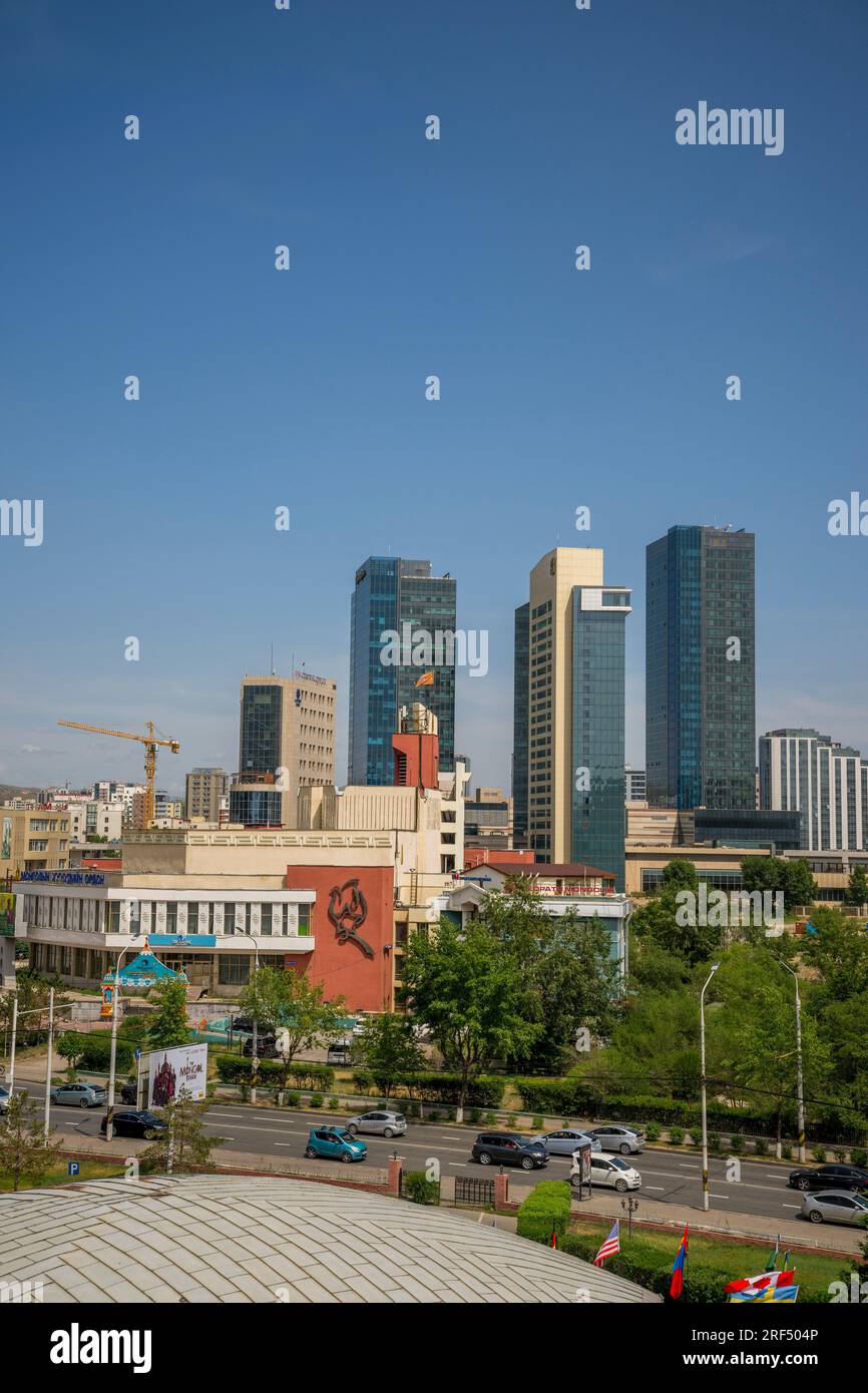 View of buildings in the center of Ulaanbaatar, the capital city of ...