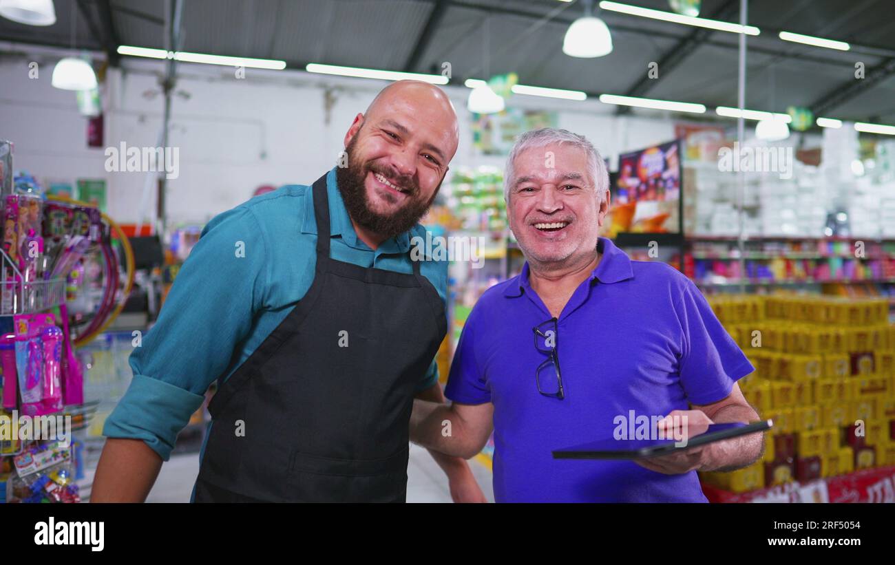 Grocery Store Boss Congratulating Employee for Good Job. High-Five ...